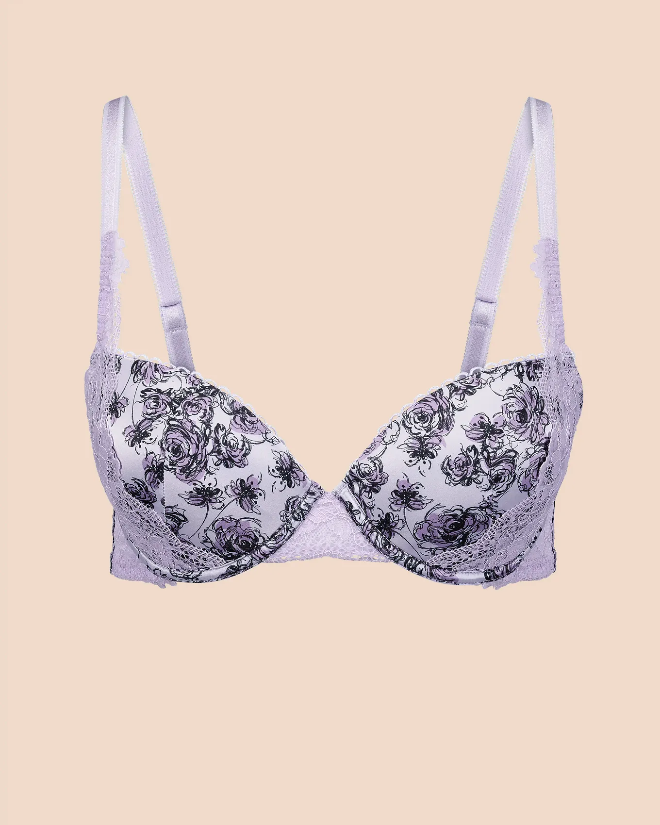 Rochelle Floral Purple Push Up Bra, 30A-38DD | Adore Me
