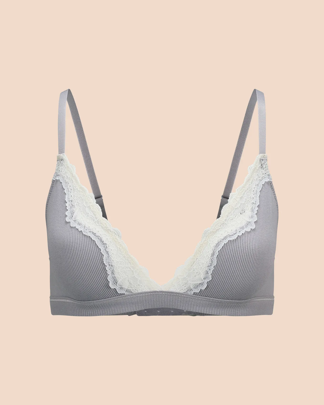 Rib Wireless Triangle Medium Gray Unlined Bra, XS-XL | Adore Me